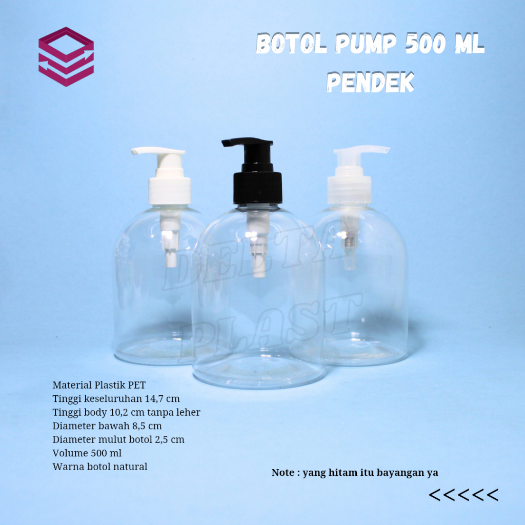 Jual BOTOL PUMP 500 ML PENDEK / BOTOL HS 500 ML /BOTOL SABUN CAIR 500 ML | Shopee Indonesia