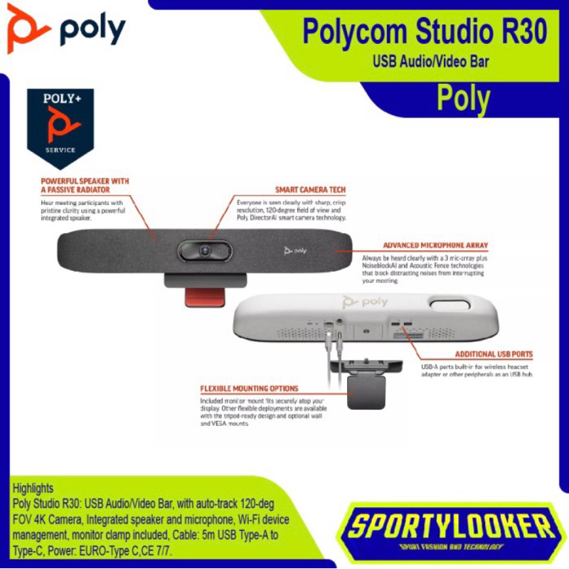 Jual POLY Polycom Studio R30 Audio Video Bar for Video Conference ...
