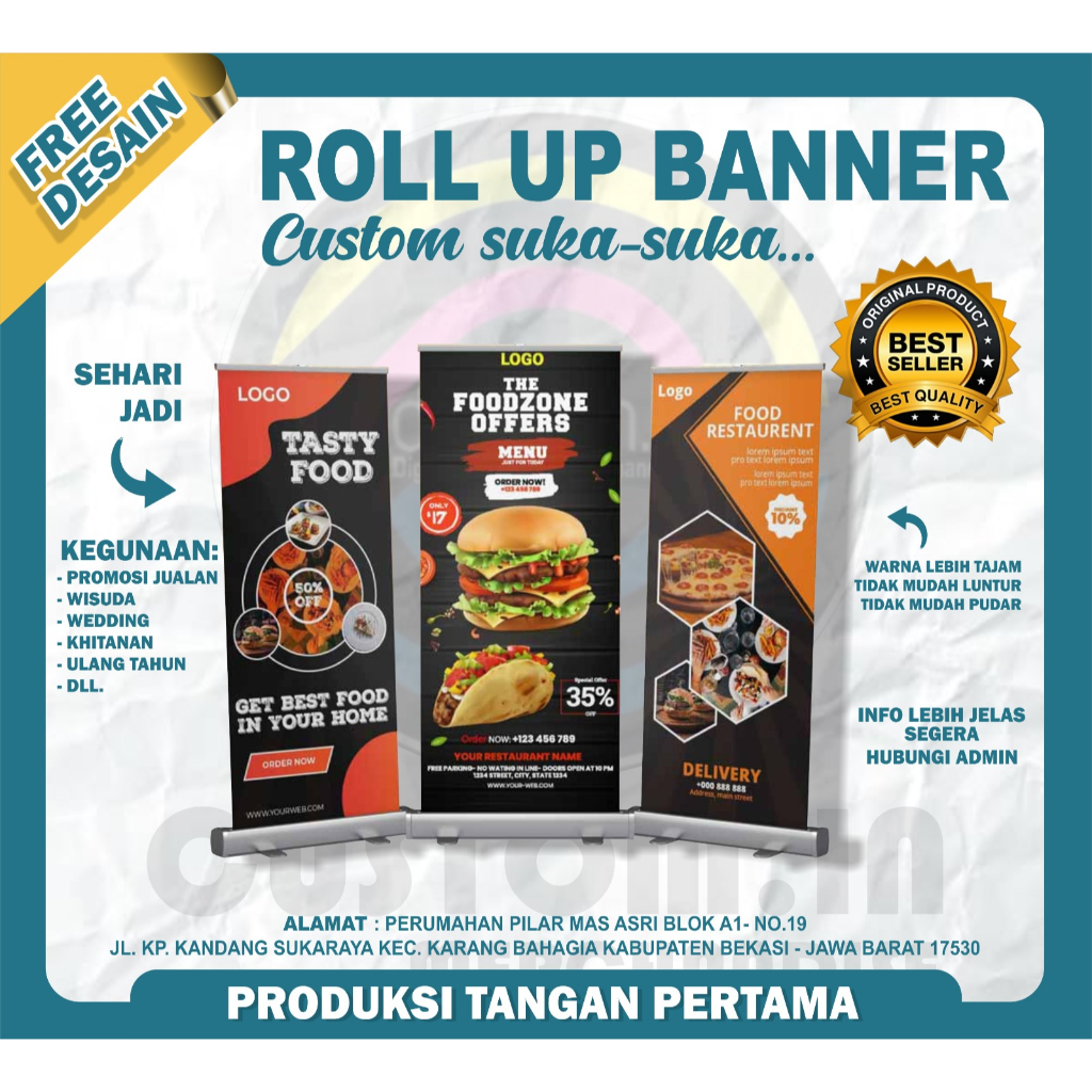Jual CETAK ROLL UP BANNER / ROLL-UP BANNER / STANDING BANNER CUSTOM | Shopee Indonesia
