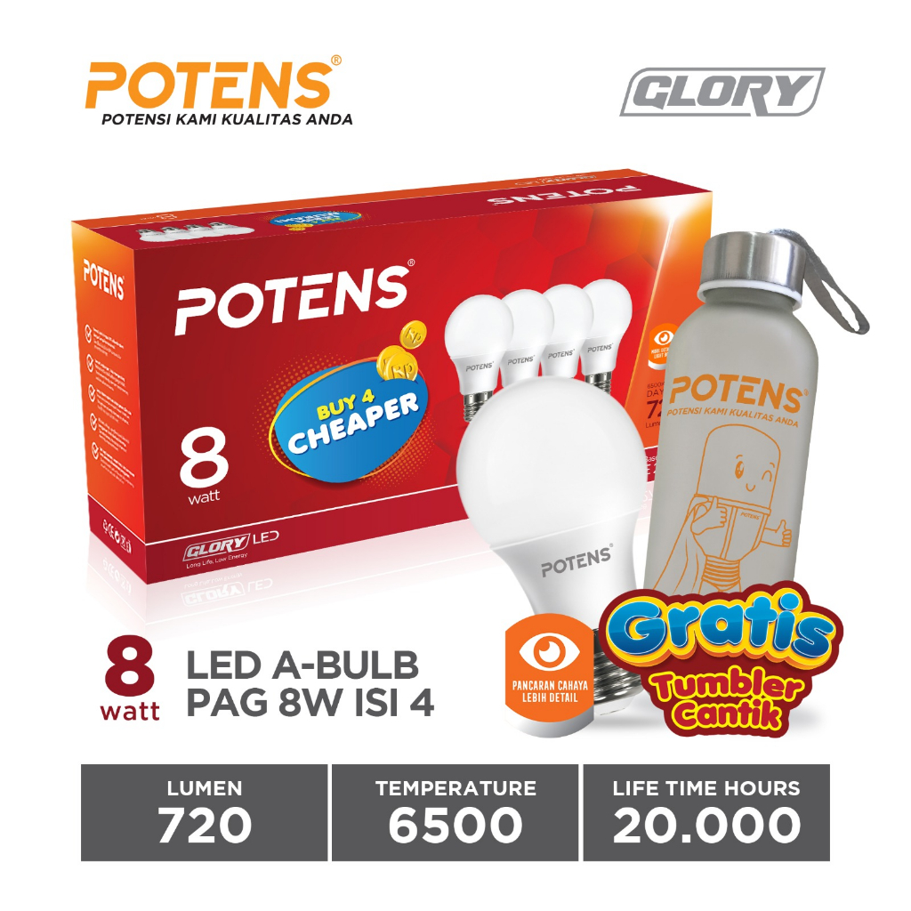 Jual LAMPU LED POTENS BAYAR 3 FREE 1+BONUS BOTOL MINUM/POTENS A BULB ...