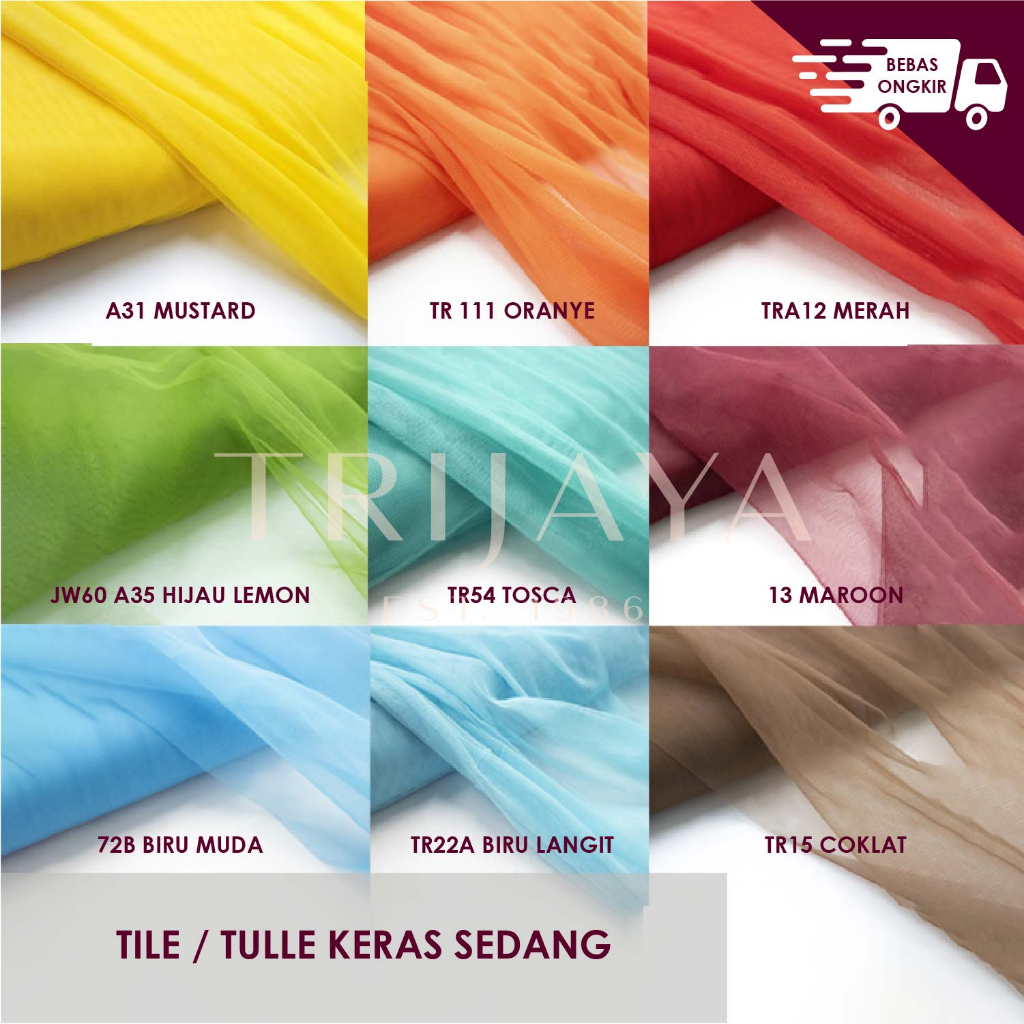 Jual Kain Tile Keras Tile Kaku Tile Kasar Tulle Hard Mesh Polos - Warna ...