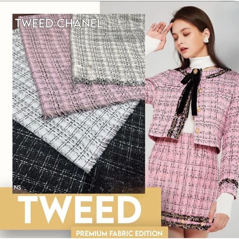 Jual kain tweed akrilik import korea limited harga meteran | Shopee ...