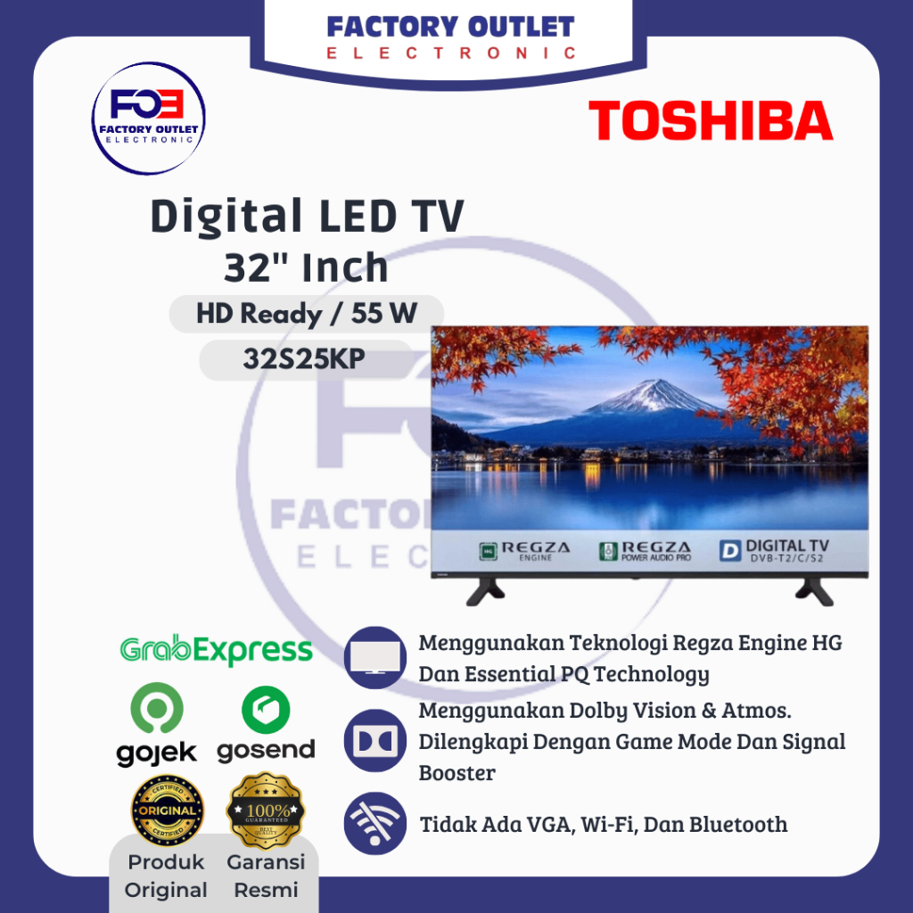 Jual TOSHIBA 32S25KP 32" Inch Digital LED TV Regza Engine HD Ready | Shopee Indonesia