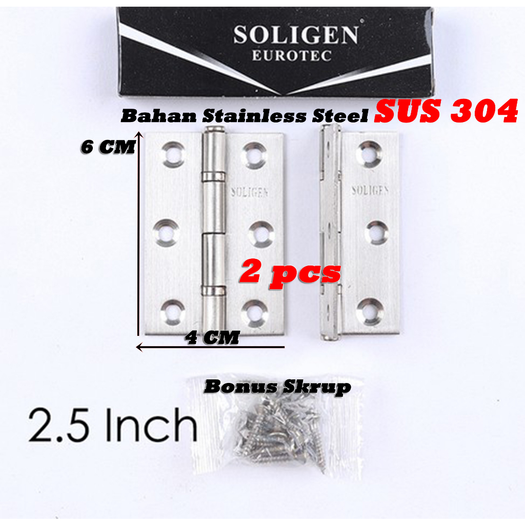 Jual Engsel Tipis Soligen Bahan Stainless Steel 304 Tahan Karat 2.5 ...