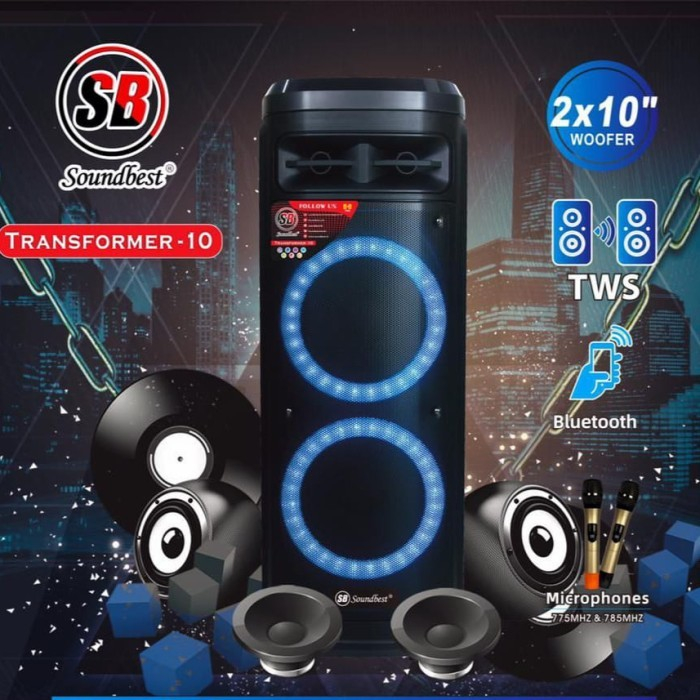 Jual SPEAKER PORTABLE WIRELESS SOUNDBEST TRANSFORMER 10 ORIGINAL 10 ...