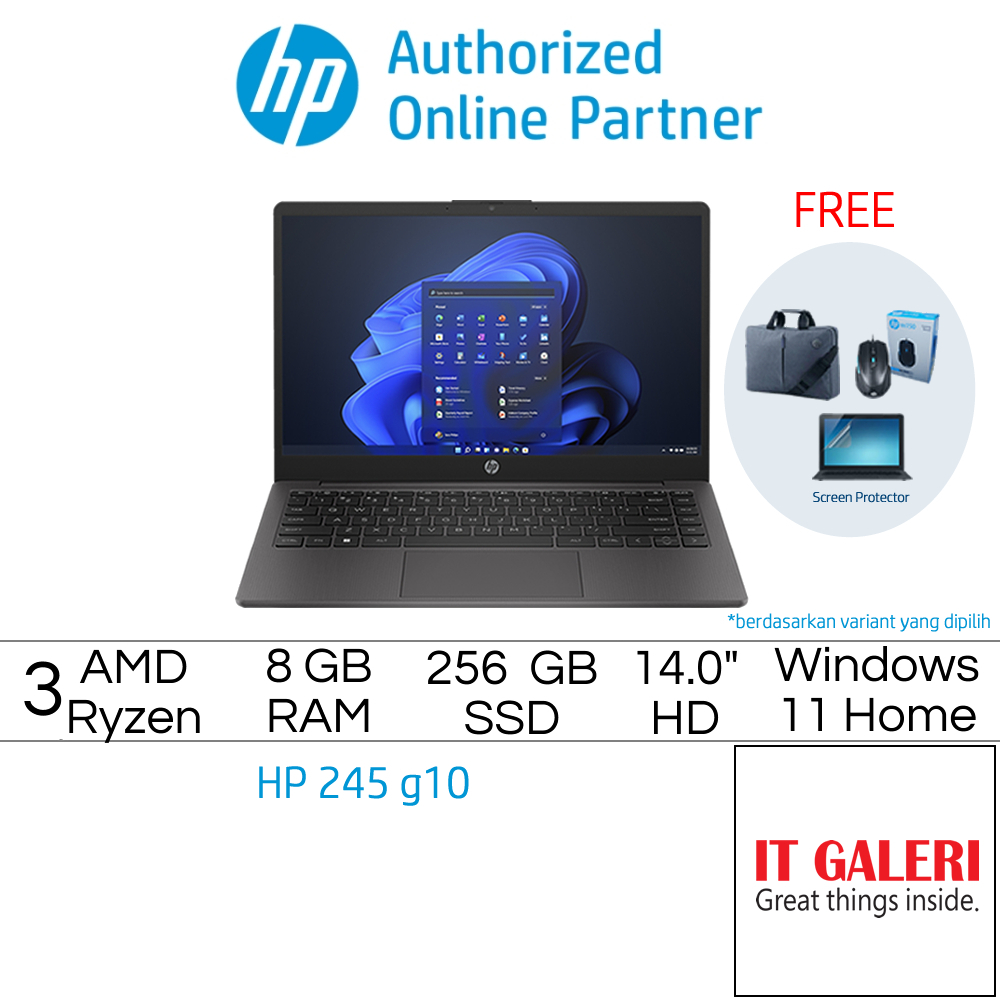 Jual HP 245 G10 8J403PA AMD Ryzen 3-7320U - 8GB - 256GB - 14.0 ...