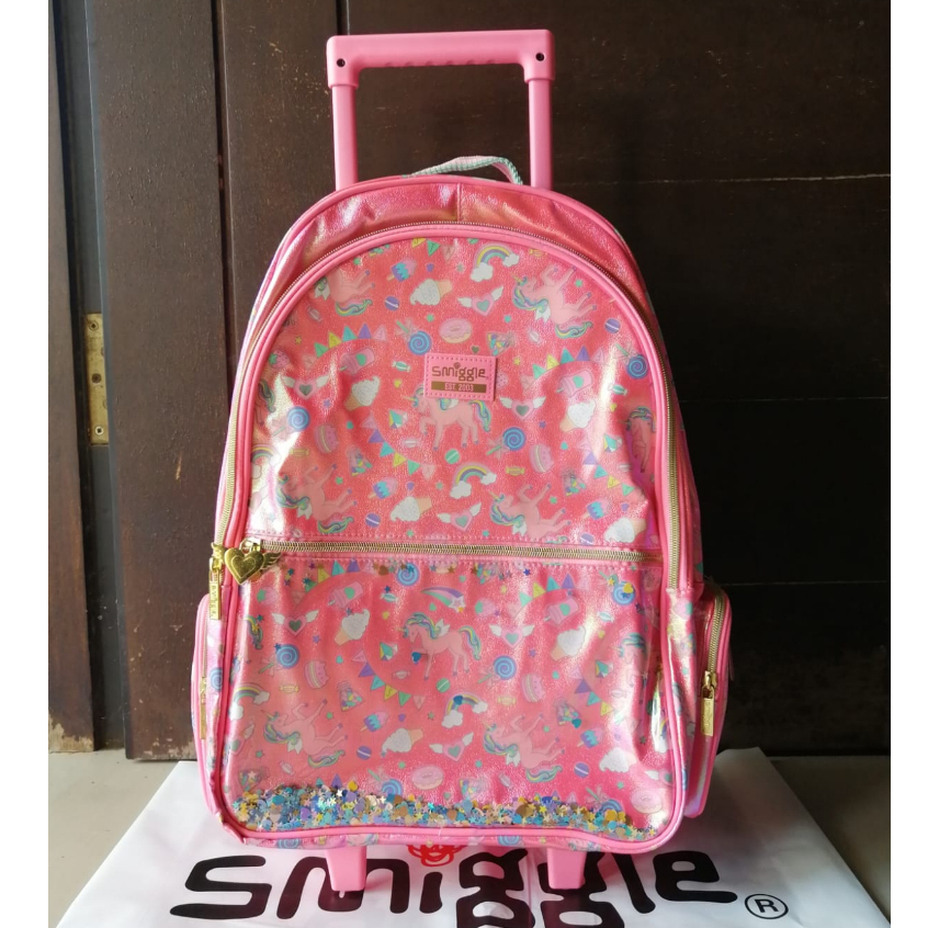 Jual Smiggle backpack trolley with light up wheels / trolley anak sd ...