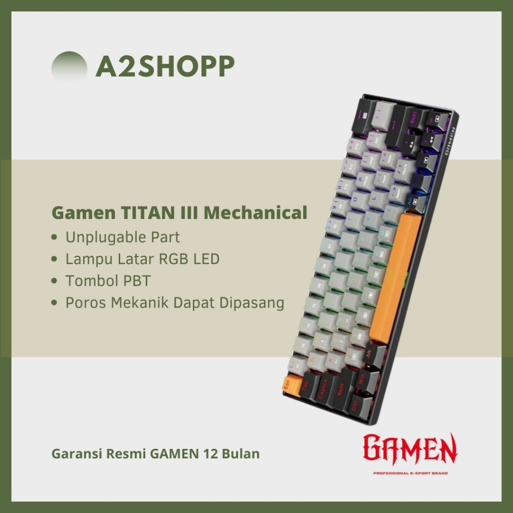 Jual GAMEN Titan III Mechanical Pluggable Switch Blue Gaming Keyboard ...