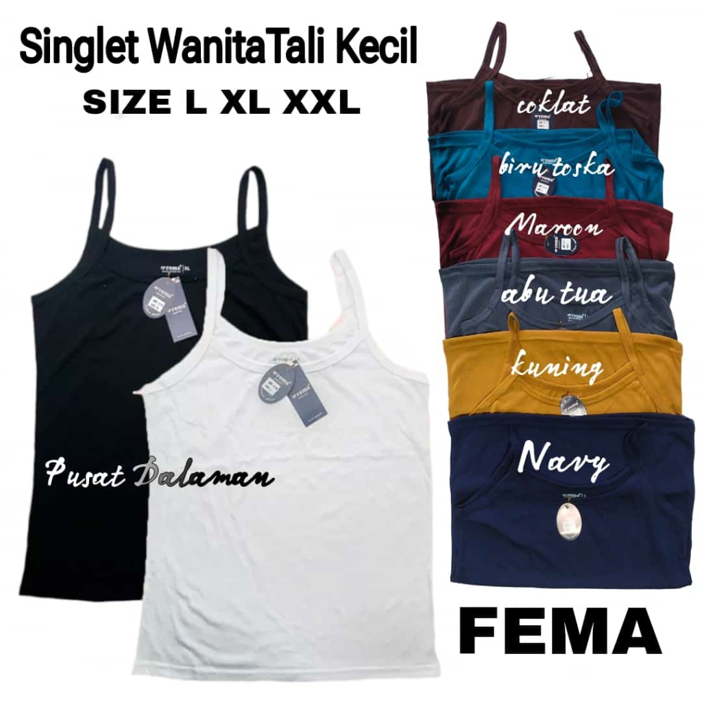 Jual SINGLET WANITA / TANKTOP FEMA SIZE L XL XXL TALI KECIL DAN LEBAR ...