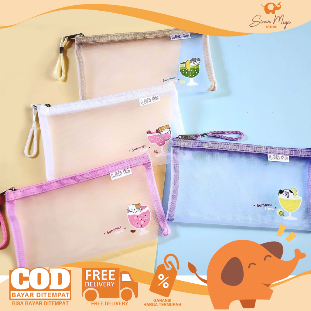 Jual Pocket File A6 LB-1216 / Pocket Jaring Bahan Mesh Dengan Resleting ...