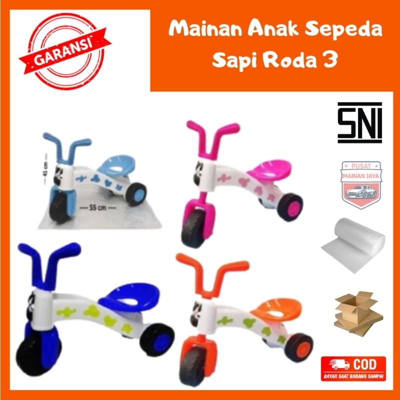 Jual Mainan anak sepeda sapi musik roda 3 happy cow | Shopee Indonesia