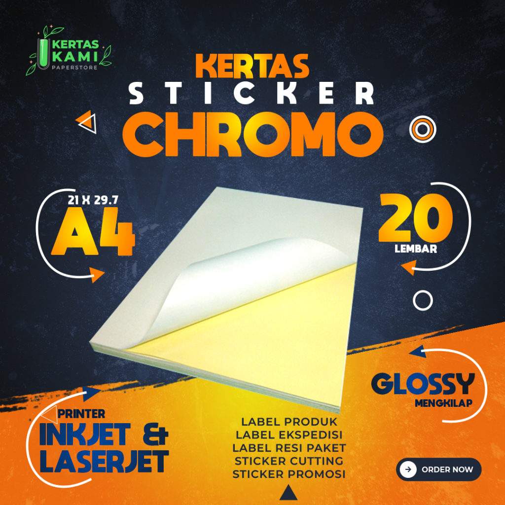 Jual Stiker Chromo Glossy A4 isi 50 Lembar - Kertas Sticker Chromo ...