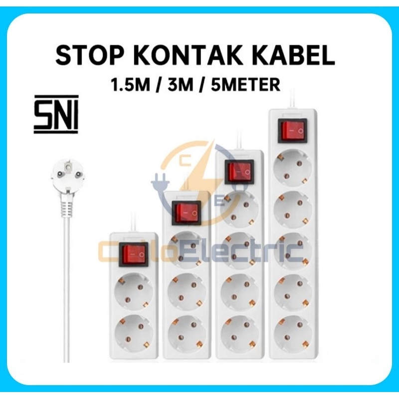 Jual Stop Kontak Kabel 2, 3, 4, 5 Lubang + Saklar / 1,5 Meter 3 Meter 5 Meter - StopKontal Kabel ...