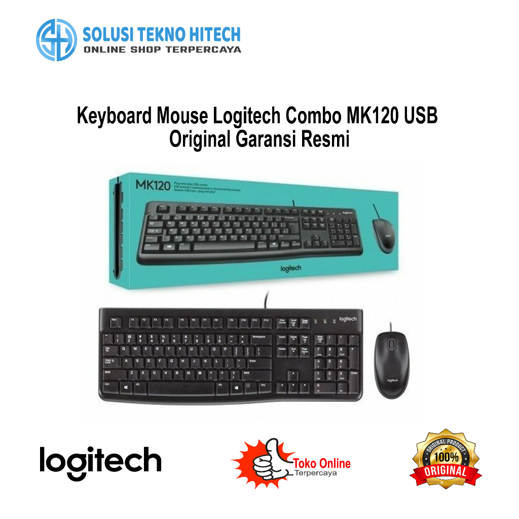 Jual Keyboard Mouse Logitech Combo MK120 USB-USB Original | Shopee ...