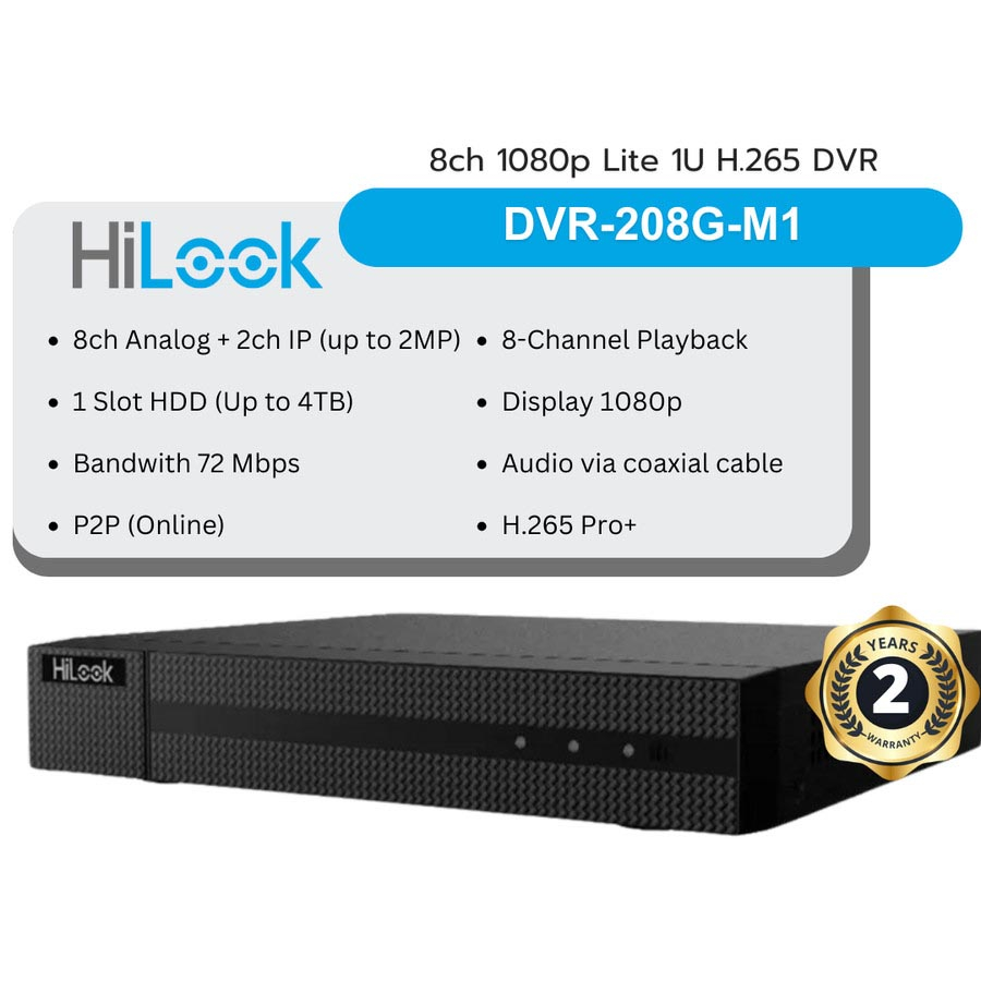 Jual DVR 5 in 1 Hilook by Hikvision 8ch 2MP DVR-208G-M1 H.265 | Shopee Indonesia