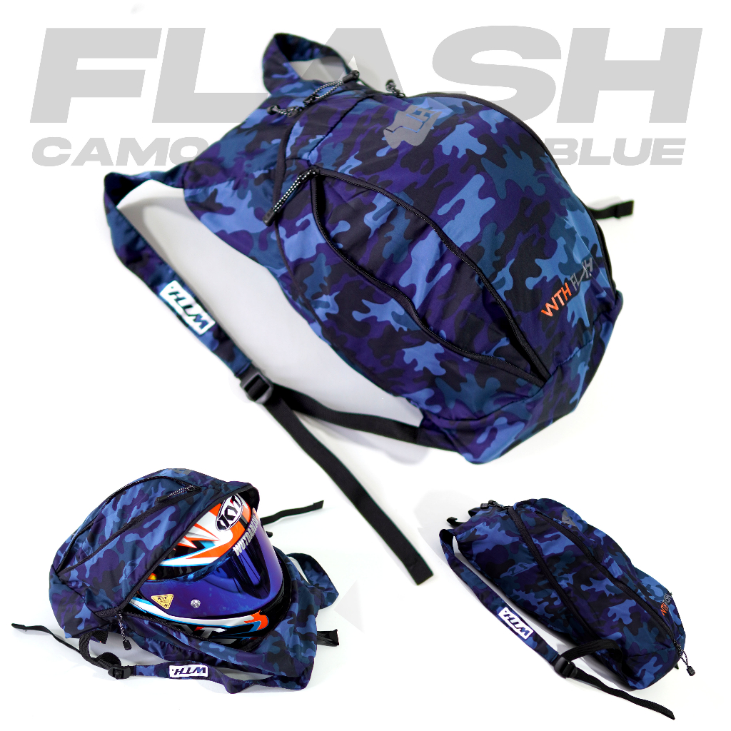 Jual Tas Helm WTH 'FLASH' CamoBlue WaterRepellent Bisa Lipat-Expand ...