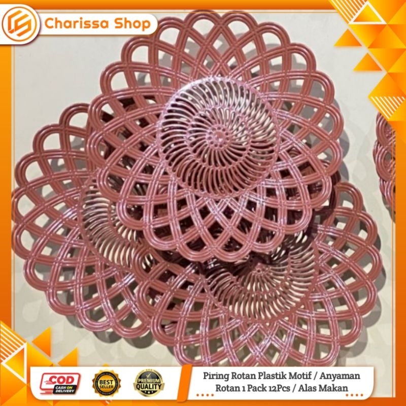 Jual Piring Rotan Plastik Motif / Anyaman Rotan 1 Pack 12Pcs / Alas ...
