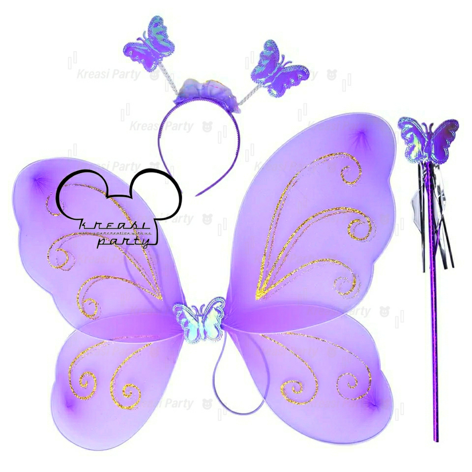 Jual Set Mahkota Peri Ungu / Sayap Kupu-Kupu / Sayap Peri /Fairy Crown ...