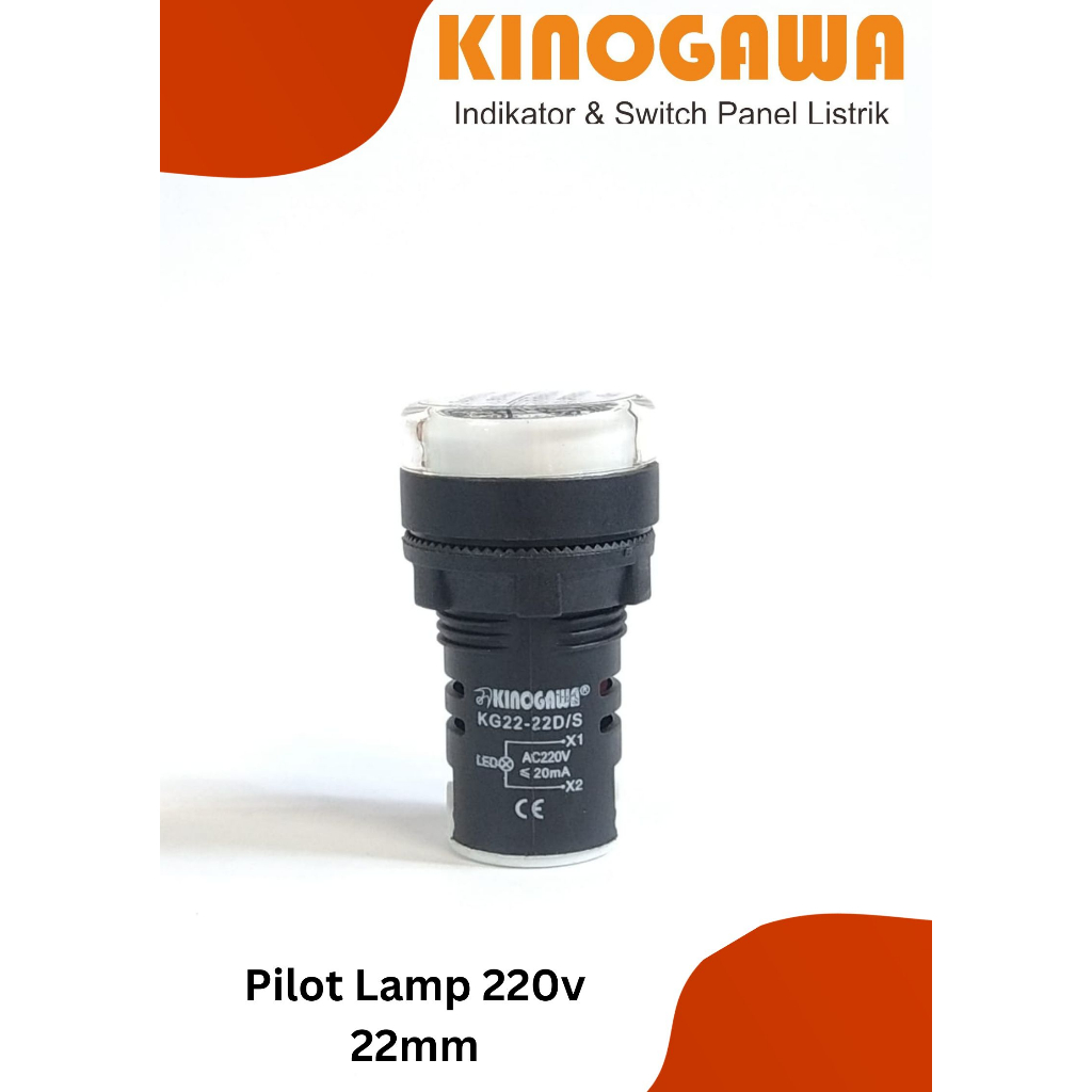 Jual KINOGAWA Pilot Lamp 22mm LED 220v Putih Lampu indikator Panel ...