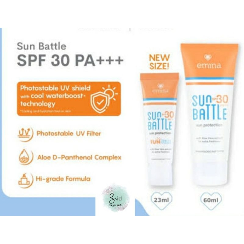 Jual Emina - Sun Battle Sun Protection SPF 30 PA+++ 23ml dan 60ml | Shopee Indonesia