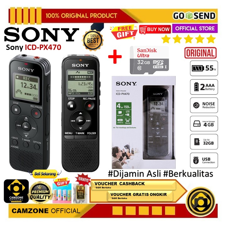 Jual Sony ICD-PX470 Voice Recorder Perekam suara GARANSI RESMI | Shopee ...
