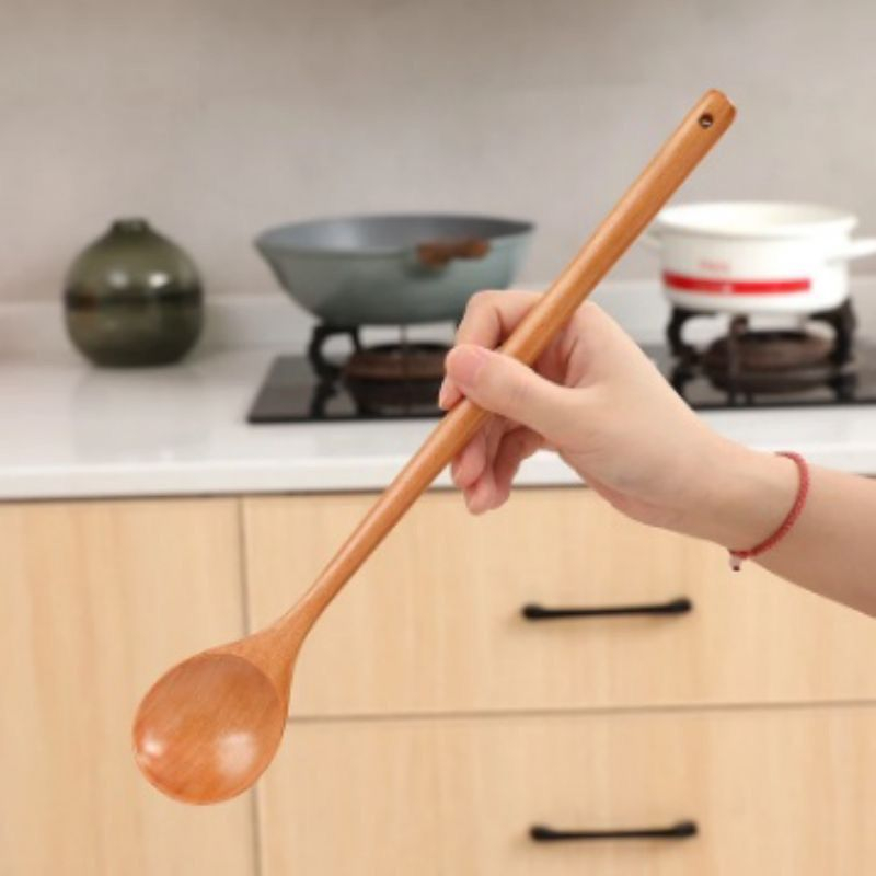 Jual sendok kayu panjang 33cm / sendok masak kayu / sendok kayu korea ...