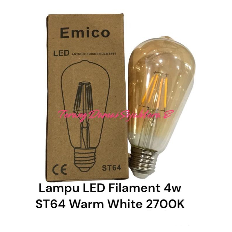 Jual Lampu Cafe Kafe LED Filament 4 watt Emico 4w/ Filament LED bulb ...