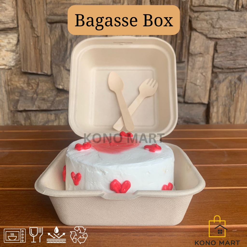 Jual BAGASSE BOX LUNCH BURGER CAKE TART / BOX BENTO CAKE / BOX KOREAN CAKE / BOX TART MINI ...