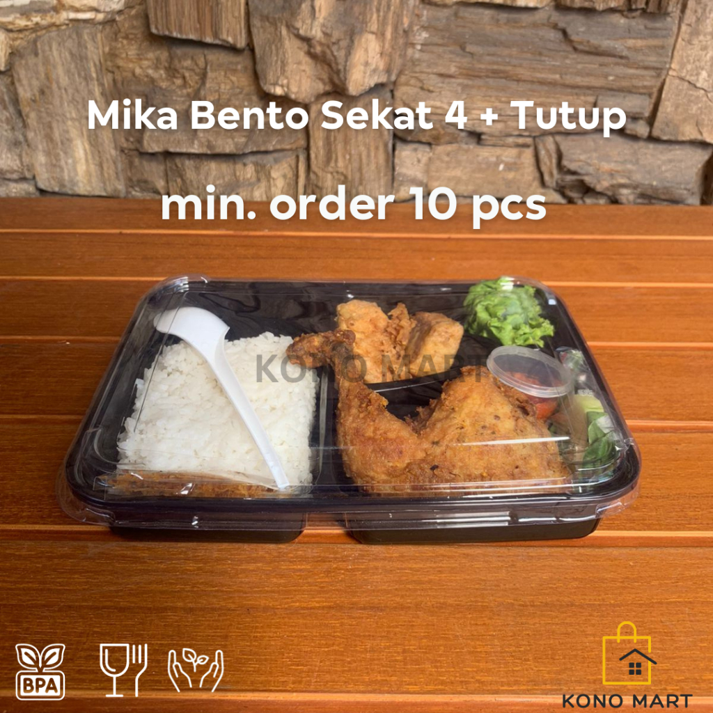 Jual [ECER MIN 25 PCS] MIKA BENTO SEKAT 4 + TUTUP / MIKA BENTO MERK LUX ...