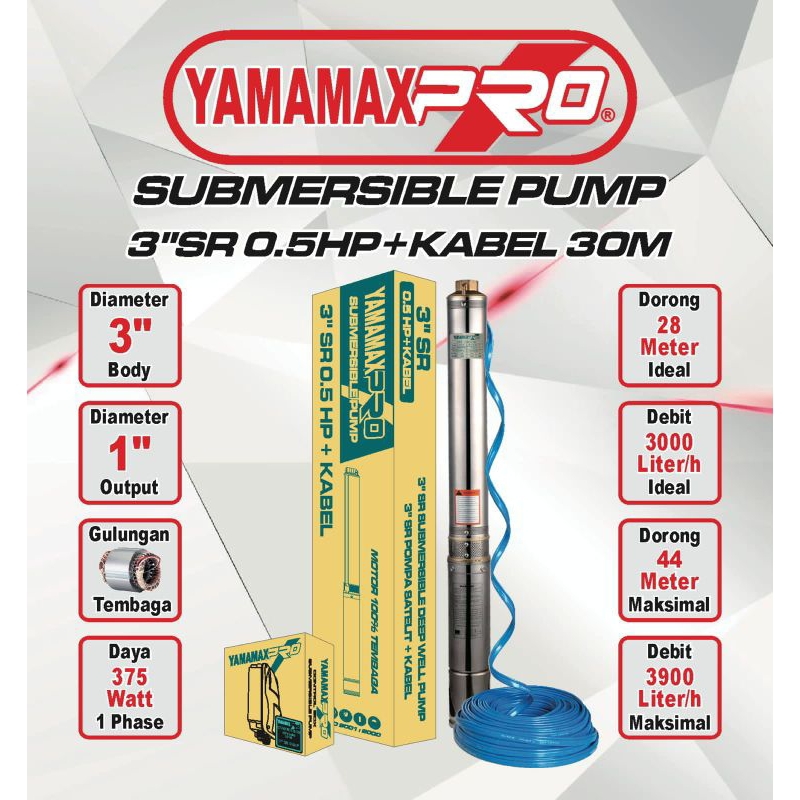 Jual YAMAMAX PRO 3" SR 0.5hp+kabel 30M (370 watt)Pompa Satelit ...