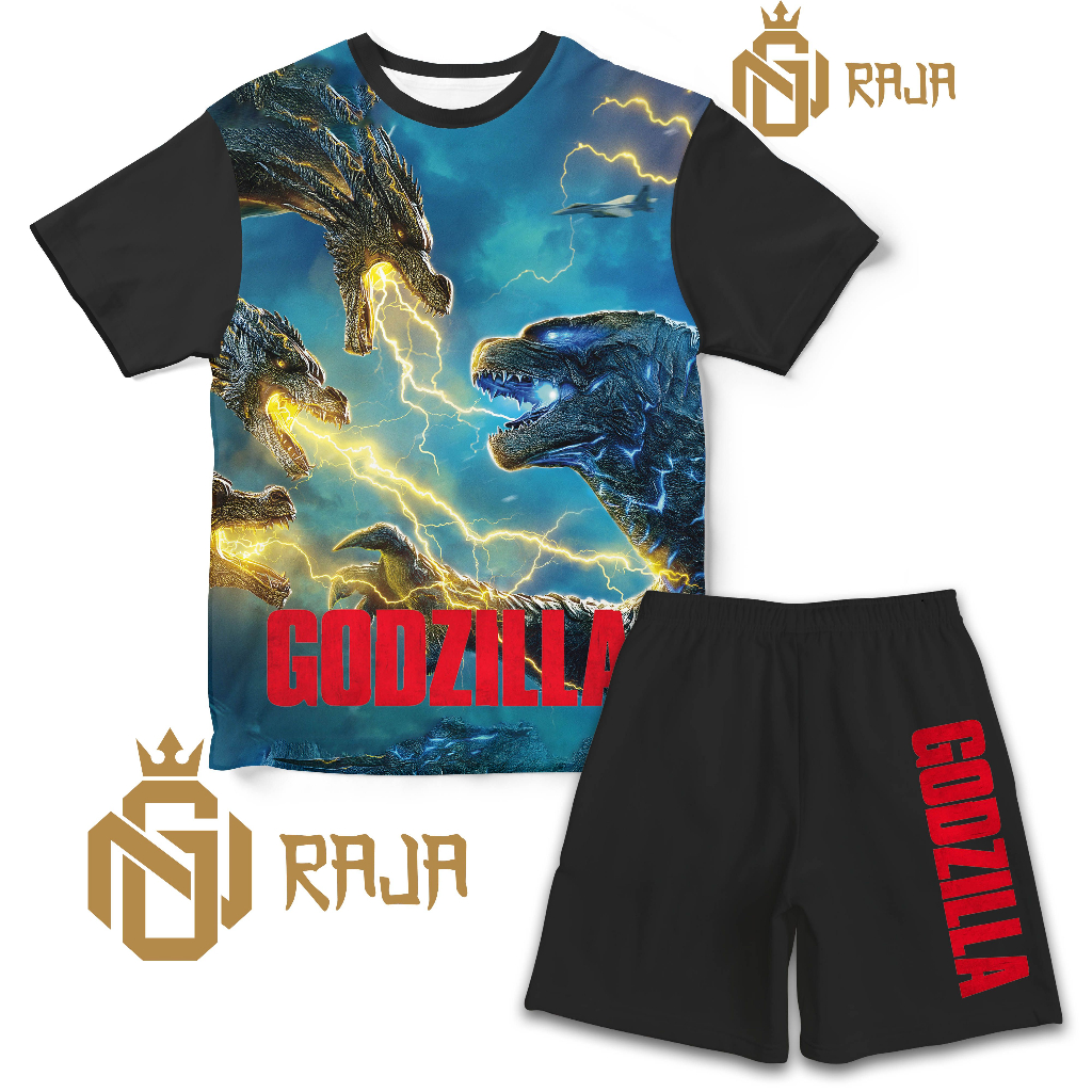 Jual Raja Baju Setelan anak Godzilla Full Printing kaos Sublime motif ...