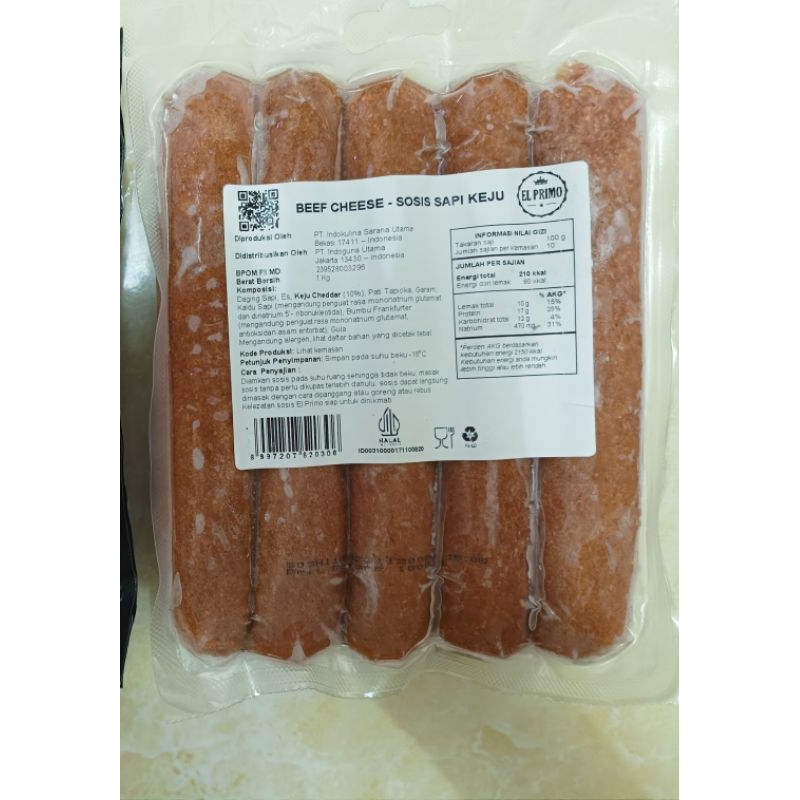 Jual Sosis Beef Cheese Elprimo 1Kg / sosis indomaret | Shopee Indonesia