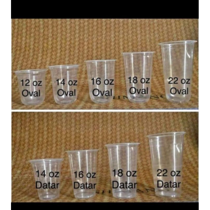 Jual Cup gelas 12 oz/14 oz/16 oz/18 oz/22 oz oval/datar tebal,bening ...