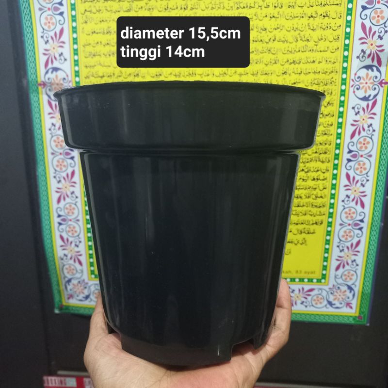 Jual POT BUNGA TINGGI SRONDOL 17 (15,5CM) HITAM | Shopee Indonesia