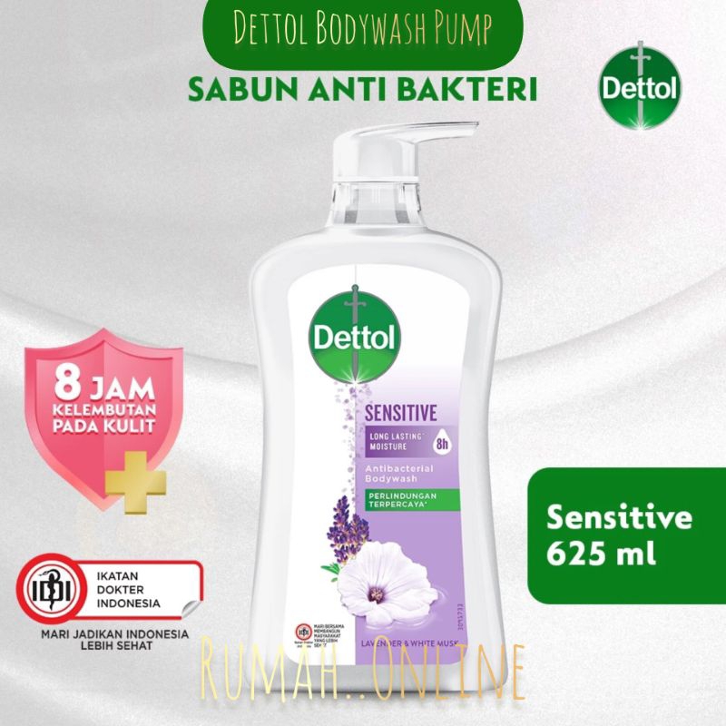 Jual Dettol Sabun Mandi Cair Anti Bakteri Botol Pump - SENSITIVE 625ml | Shopee Indonesia
