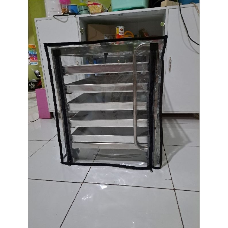 Jual troly rak loyang 5 susun 60x40+cover/set rak loyang susun+cover ...