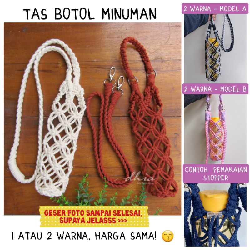 Jual Tas Tumbler Macrame 1 atau 2 Warna / Tumbler Holder / Bottle ...