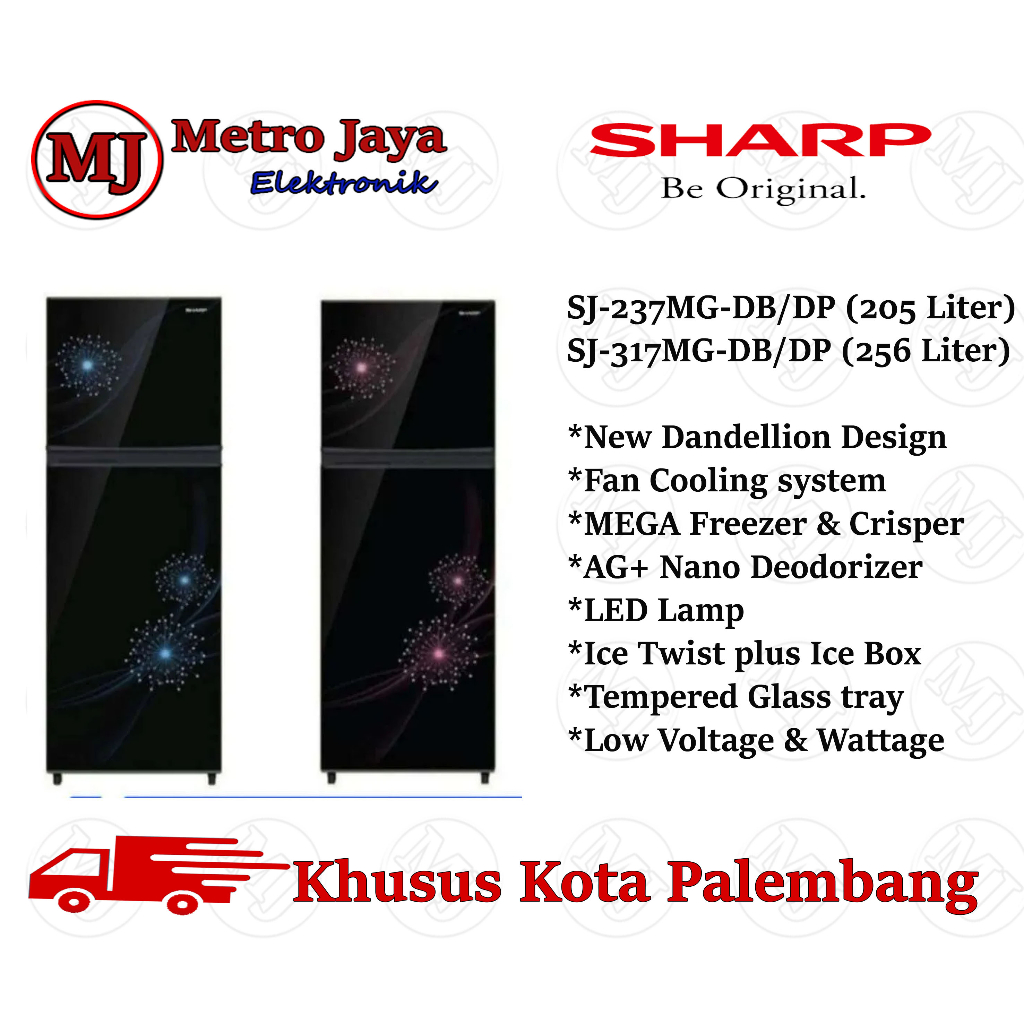 Jual Kulkas 2 pintu Sharp SJ-237MG-DB/DP Non Salju Shine Dandelion Series SJ 237 MG 205L ...