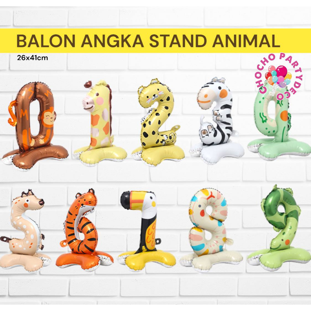 Jual Balon ANGKA ANIMAL STAND / Balon Foil Angka Hewan Berdiri | Shopee ...