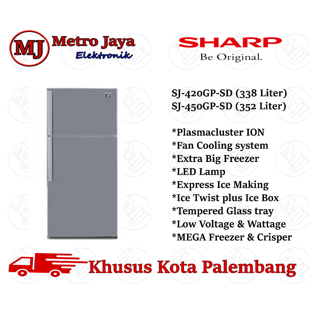 Jual Kulkas 2 pintu Sharp Jumbo SJ-450GP-SD 352L Plasmacluster ION SJ 450 GPSD | Shopee Indonesia