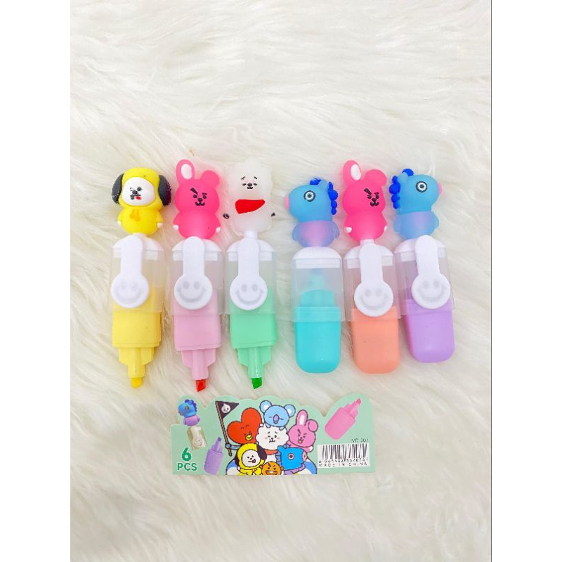 Jual Highlighter stabilo mini lucu 6in1 | stabilo karakter anime imut ...