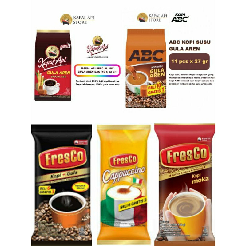 Jual ABC KAPAL API special mix / FRESCO kopi susu gula aren / cappucino ...