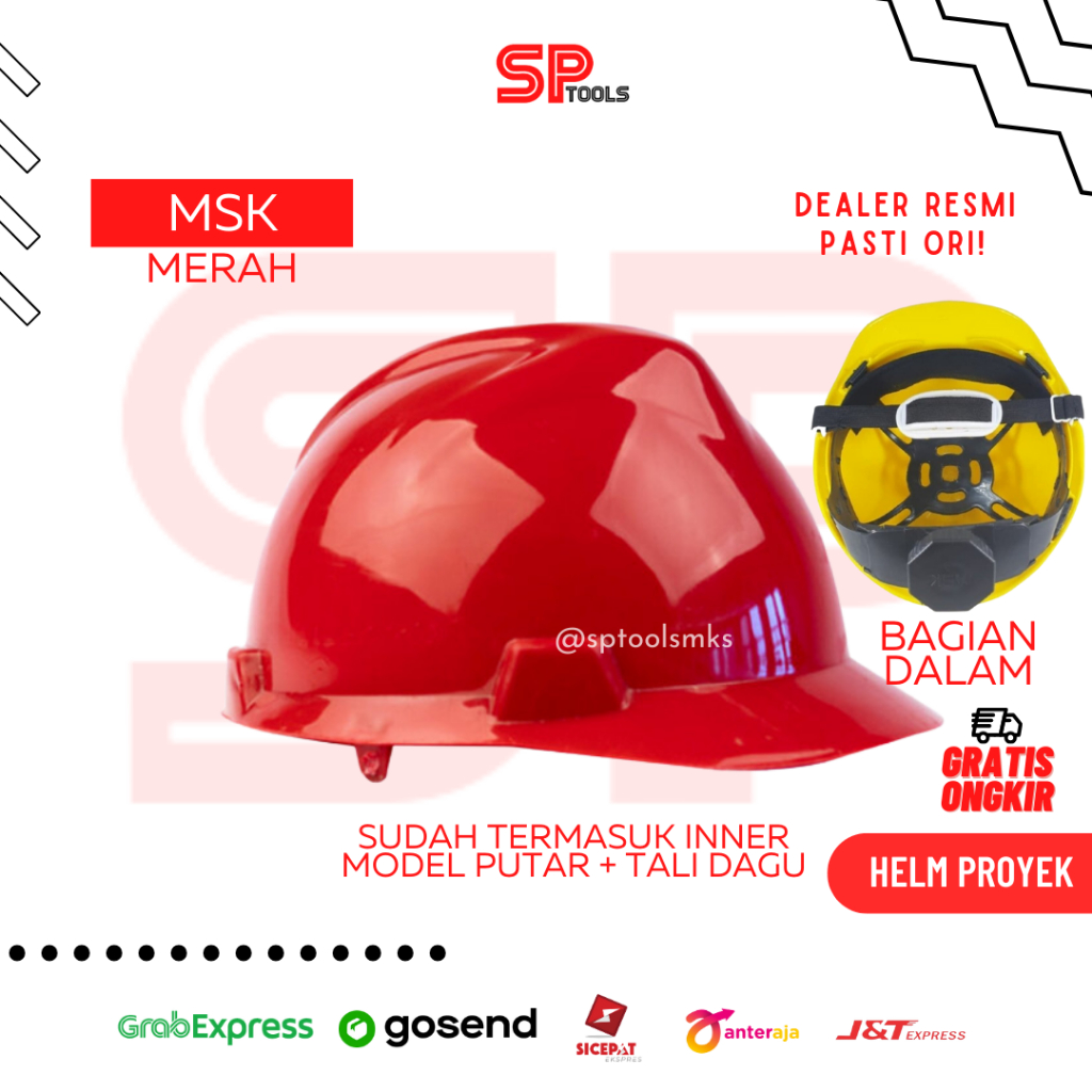 Jual HELM PROYEK SAFETY MSK MERAH + RANGKA TALI / SAFETY HELMET SNI ...