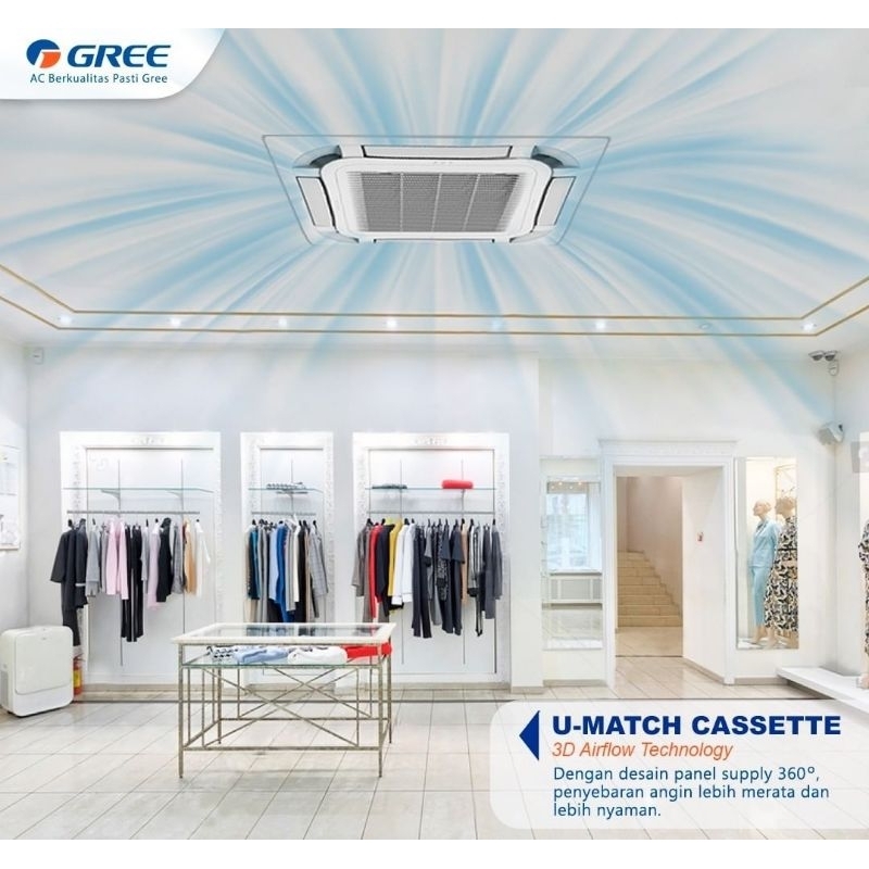 Jual Gree AC Cassette 3pk GU71T A-K unit pendingin udara indoor & outdoor dipasang di langit ...