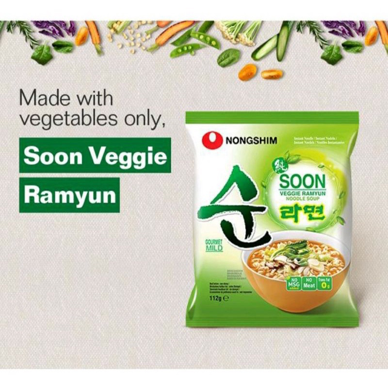 Jual Nongshim Soon Veggie Ramyun korea Noodle Vegetarian 112gr (halal ...