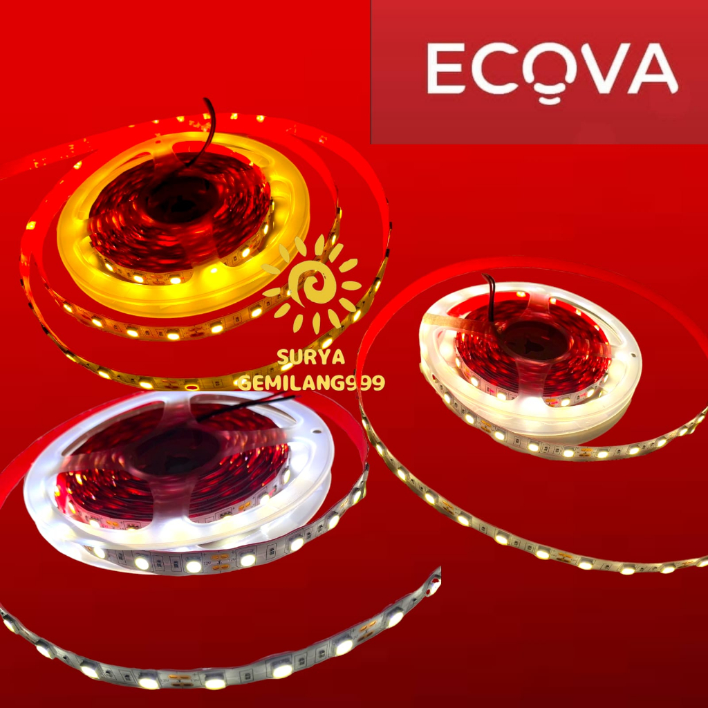 Jual LAMPU LED STRIP ECOVA 5M 12V 5050 / 2835 MATA BESAR MATA KECIL ...