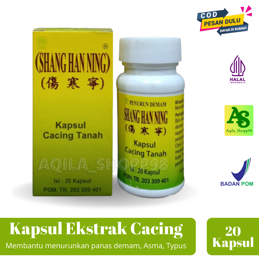 Jual Shang Han Ning (Kapsul Ekstrak Cacing Tanah) OBAT TIPES , Demam ...