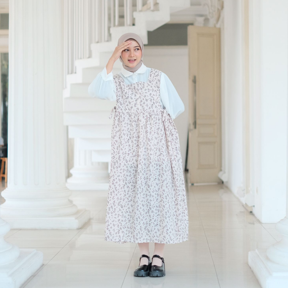 Jual HIMARI MIDI DRESS | DRESS MIDI KOREA | overall motif bunga floral ...