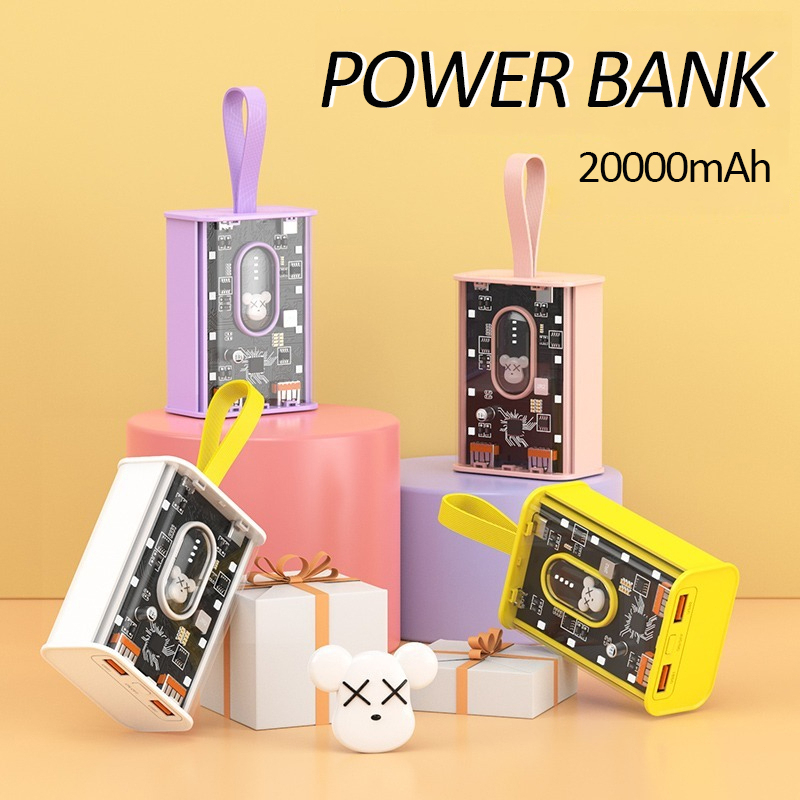 Jual Powerbank 20000mAh Kapasitas Besar Bank Daya Transparan pawer bank ...