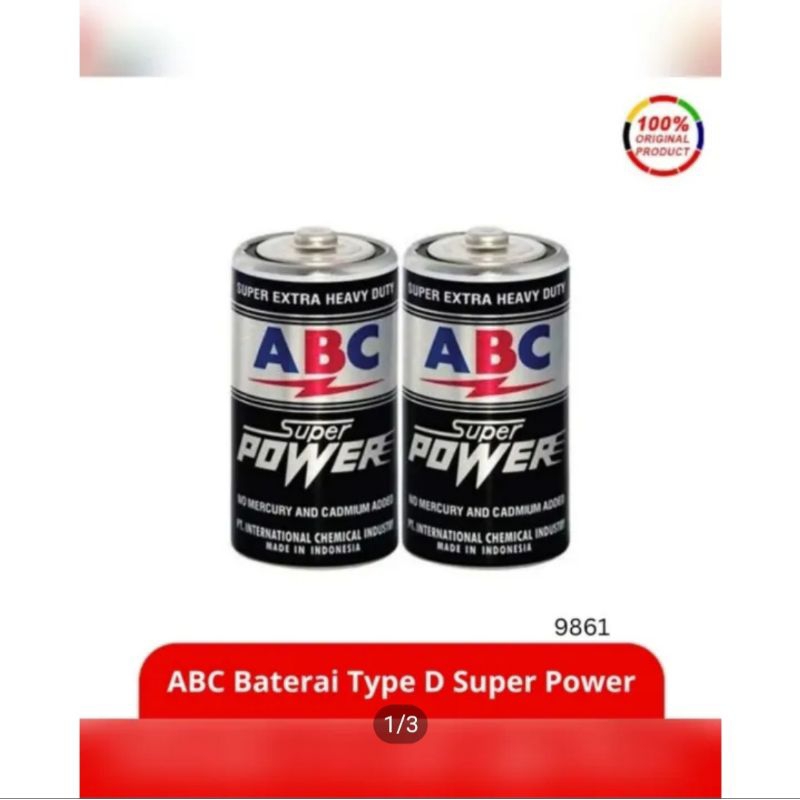 Jual BATERAI ABC SUPER POWER R20 KEMASAN 2 PCS ORIGINAL 100% | Shopee ...